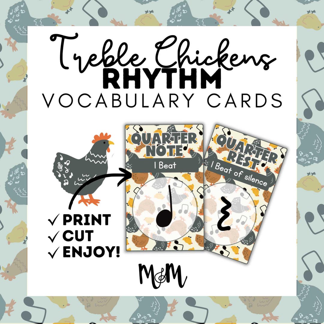 Treble Chickens: Rhythm Word Wall Vocabulary Cards DIGITAL DOWNLOAD - Etsy