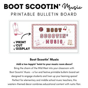 Pink Cowgirl: Boot Scootin Music Bulletin Board Set | Print and Cut ...