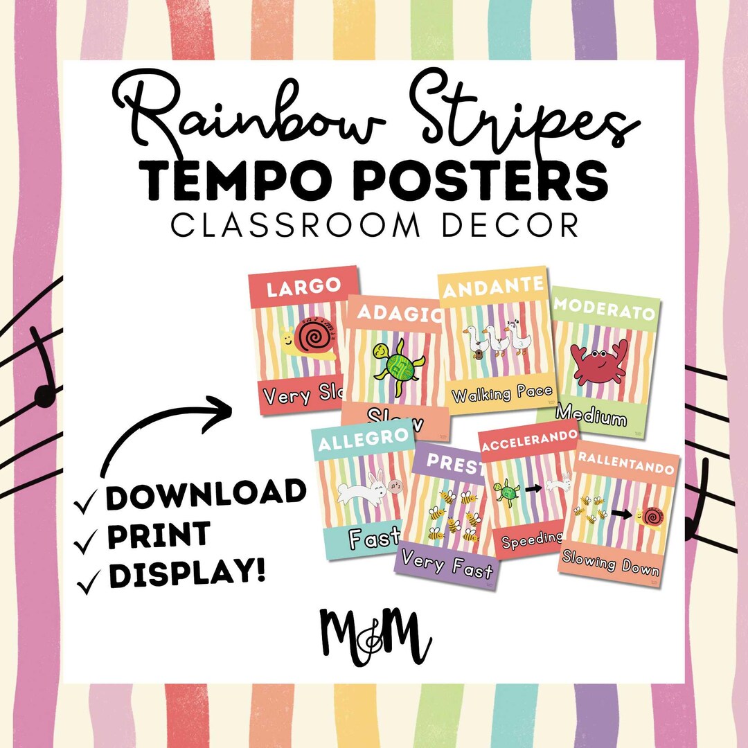 Rainbow Stripes: Tempo Posters DIGITAL DOWNLOAD - Etsy