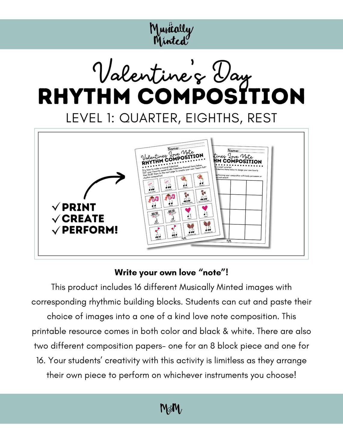 Valentines Day Cut & Glue | Rhythm Composition Activity | Level 1 ...