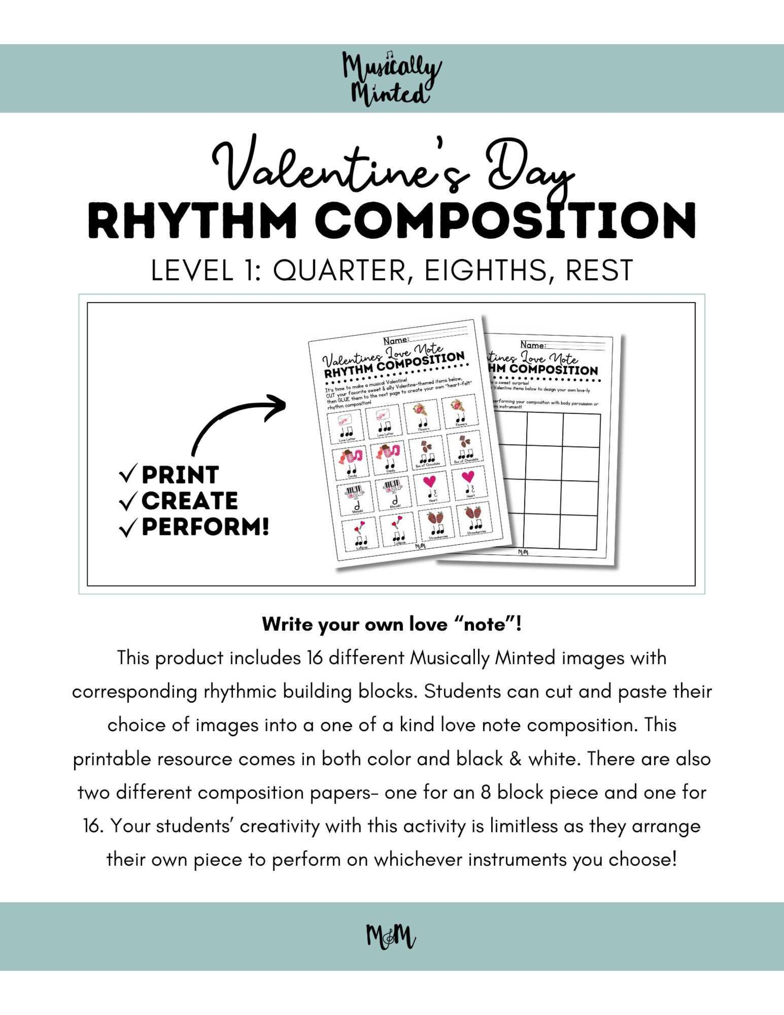 Valentines Day Cut & Glue | Rhythm Composition Activity | Level 1 ...