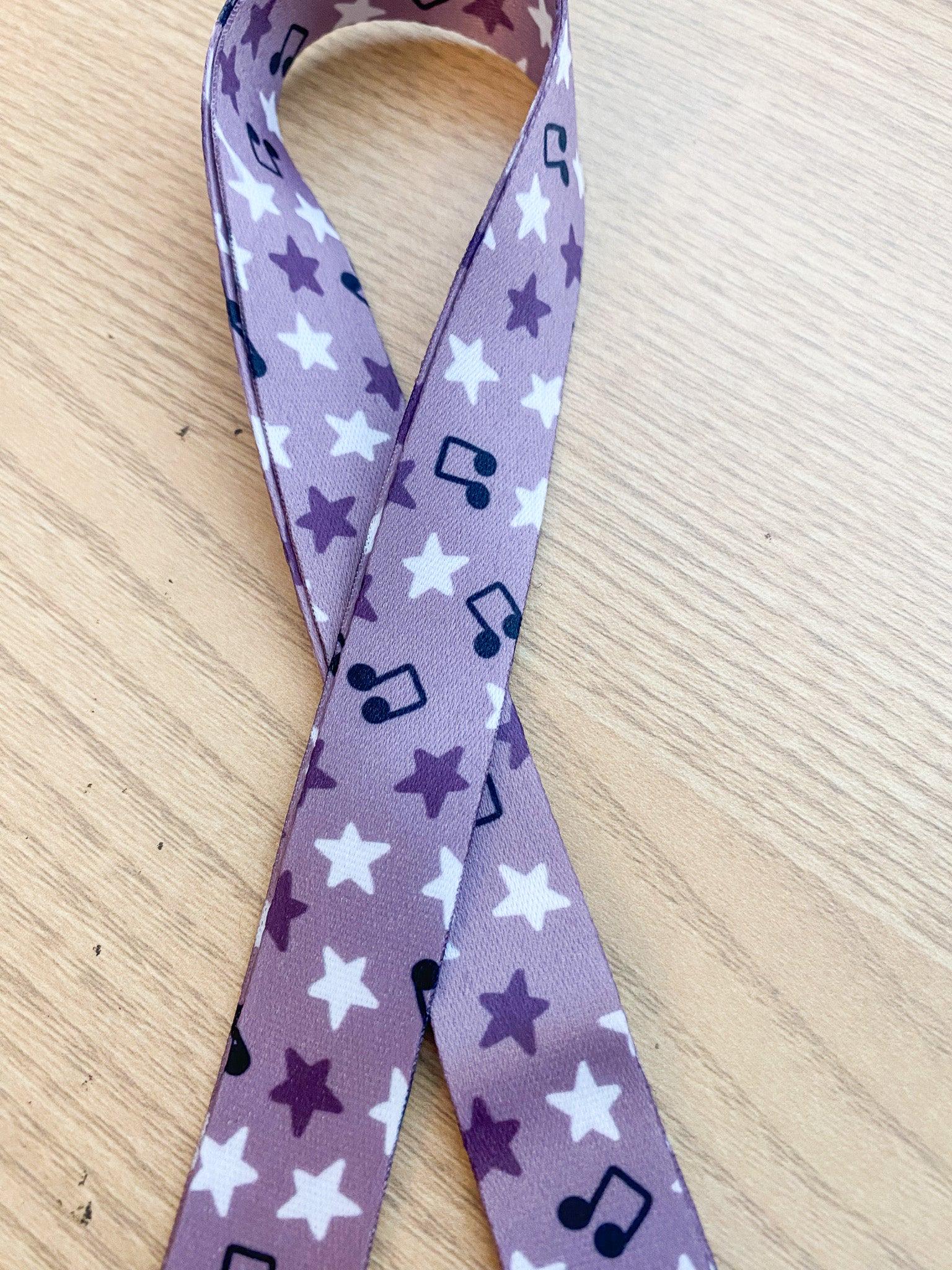 Purple Stars Lanyard | Keys Lanyard, Music Teacher Lanyard, Music ...