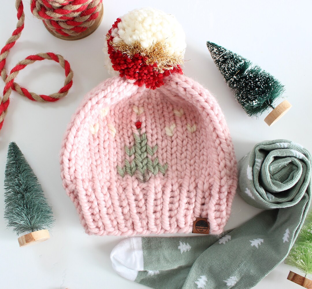 Hand Knit Christmas Tree Chunky Knit Beanie for Baby, Toddler or Child ...
