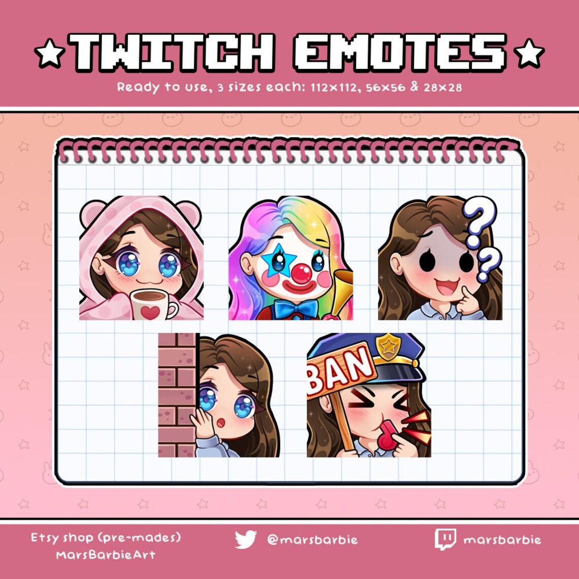 Twitch emotes // Lindos gestos emoji chibi para streamers / - Etsy México
