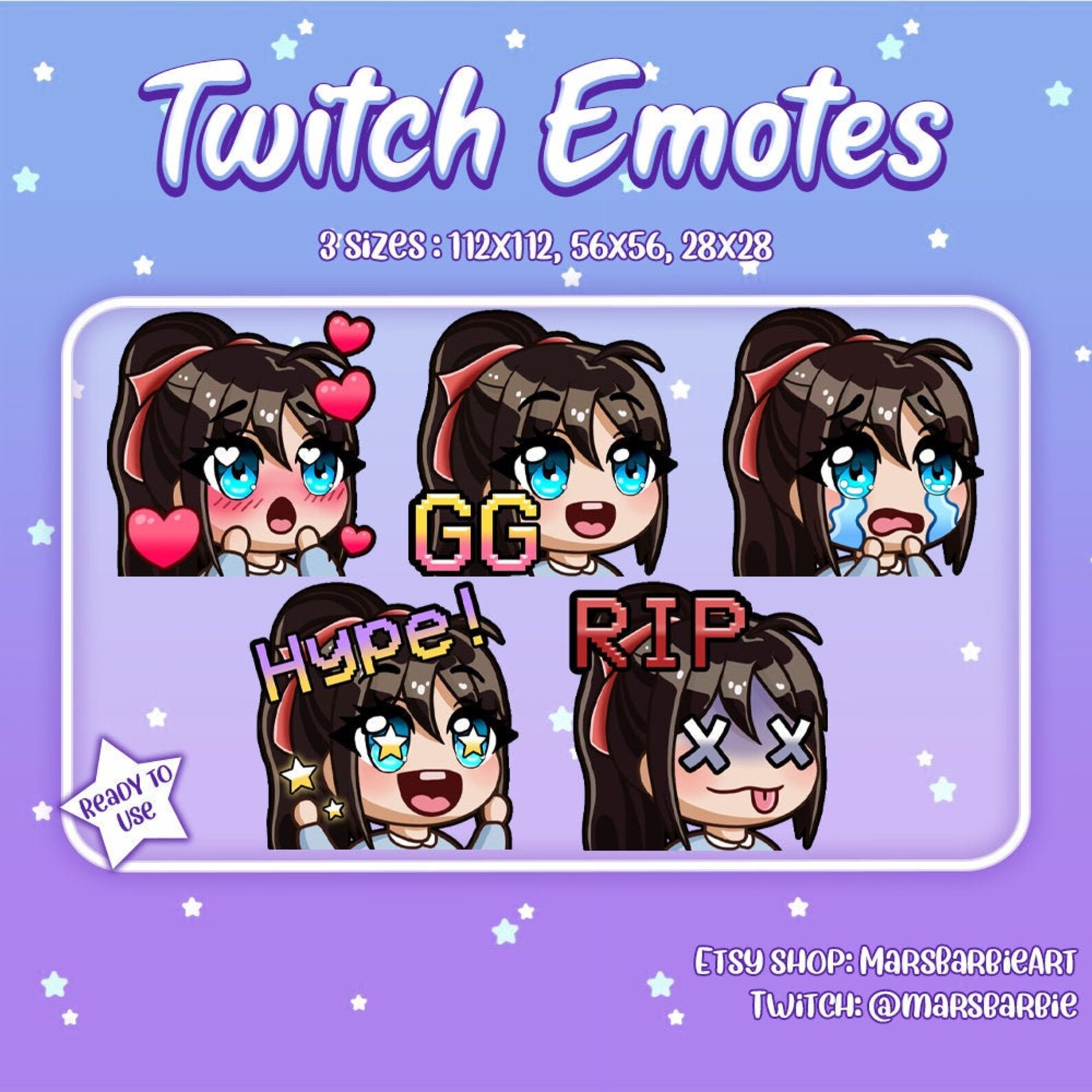 Twitch emotes // Cute chibi emotes for streamers / kawaii cute | Etsy