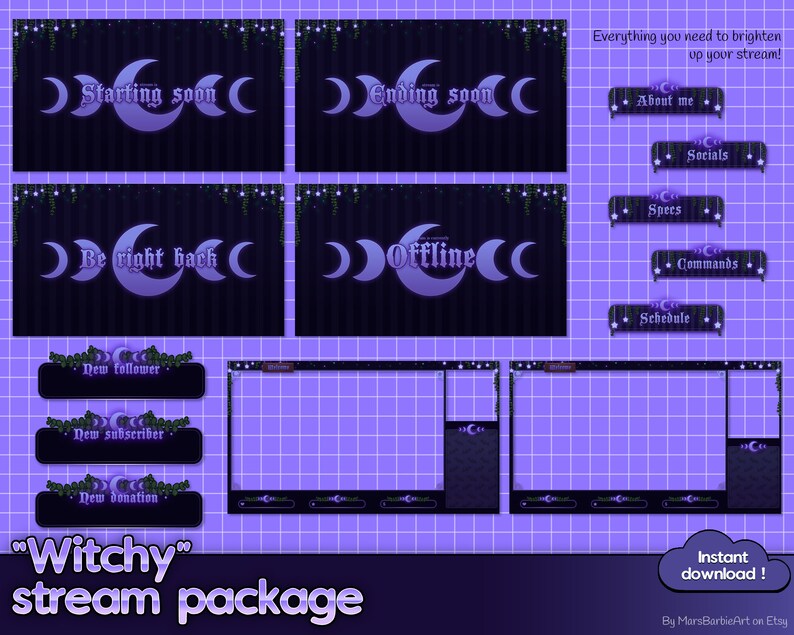 ANIMATED Twitch Stream Package / Witchy / Overlay Alerts | Etsy