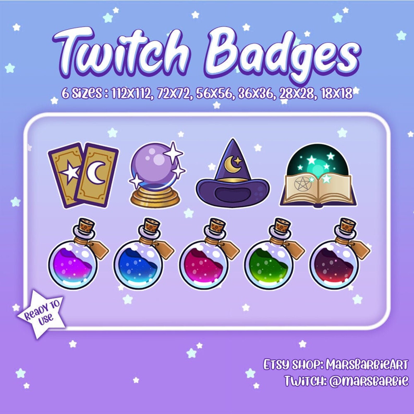 Twitch Emotes / Badges // Magic Witch Wizard Emotes for | Etsy