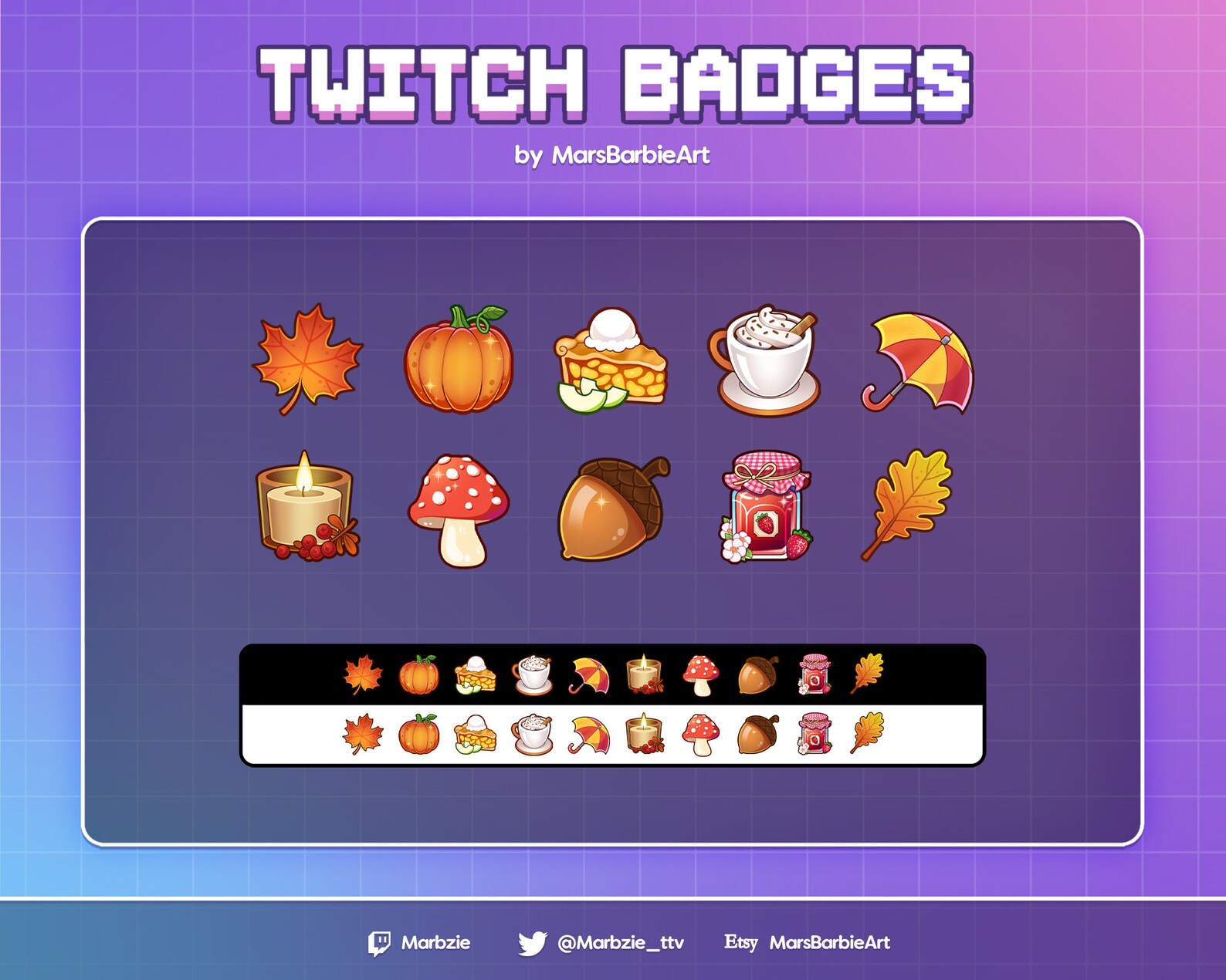 Twitch Subscriber Bit Badges // Cute Fall Autumn Pack With - Etsy