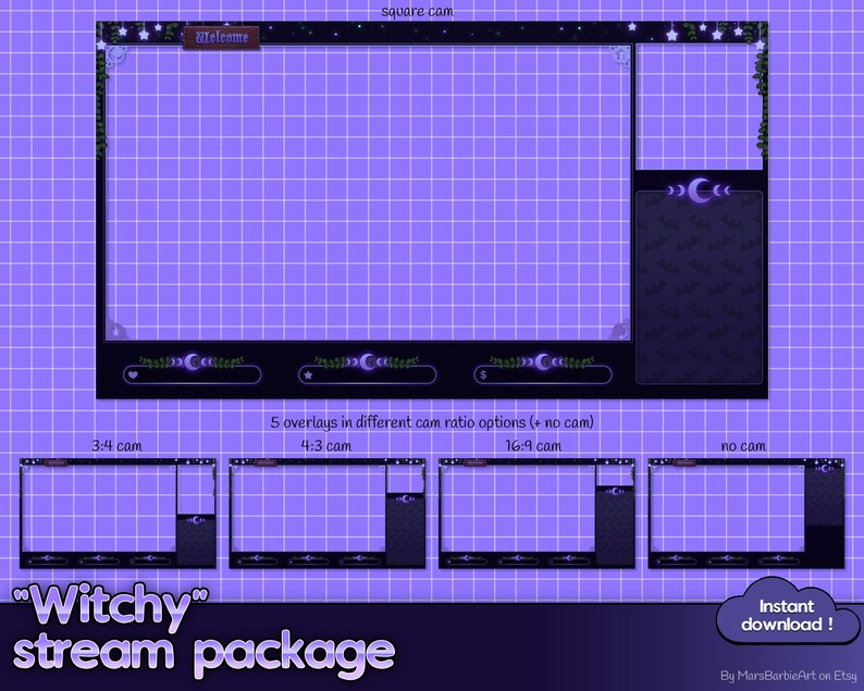 ANIMATED Twitch Stream Package / Witchy / Overlay Alerts | Etsy