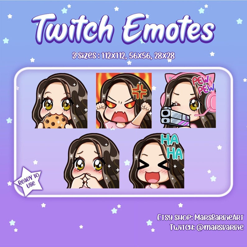 Twitch Emotes Cute Chibi Emotes For Streamers Kawaii Cute Etsy