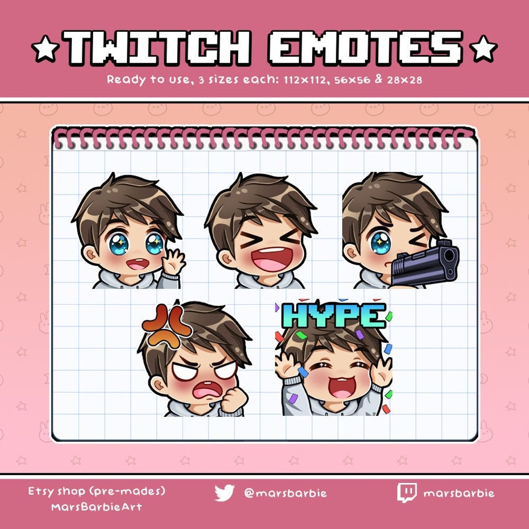 Twitch emotes // Boy chibi emoji emotes para streamers / Pelo - Etsy México