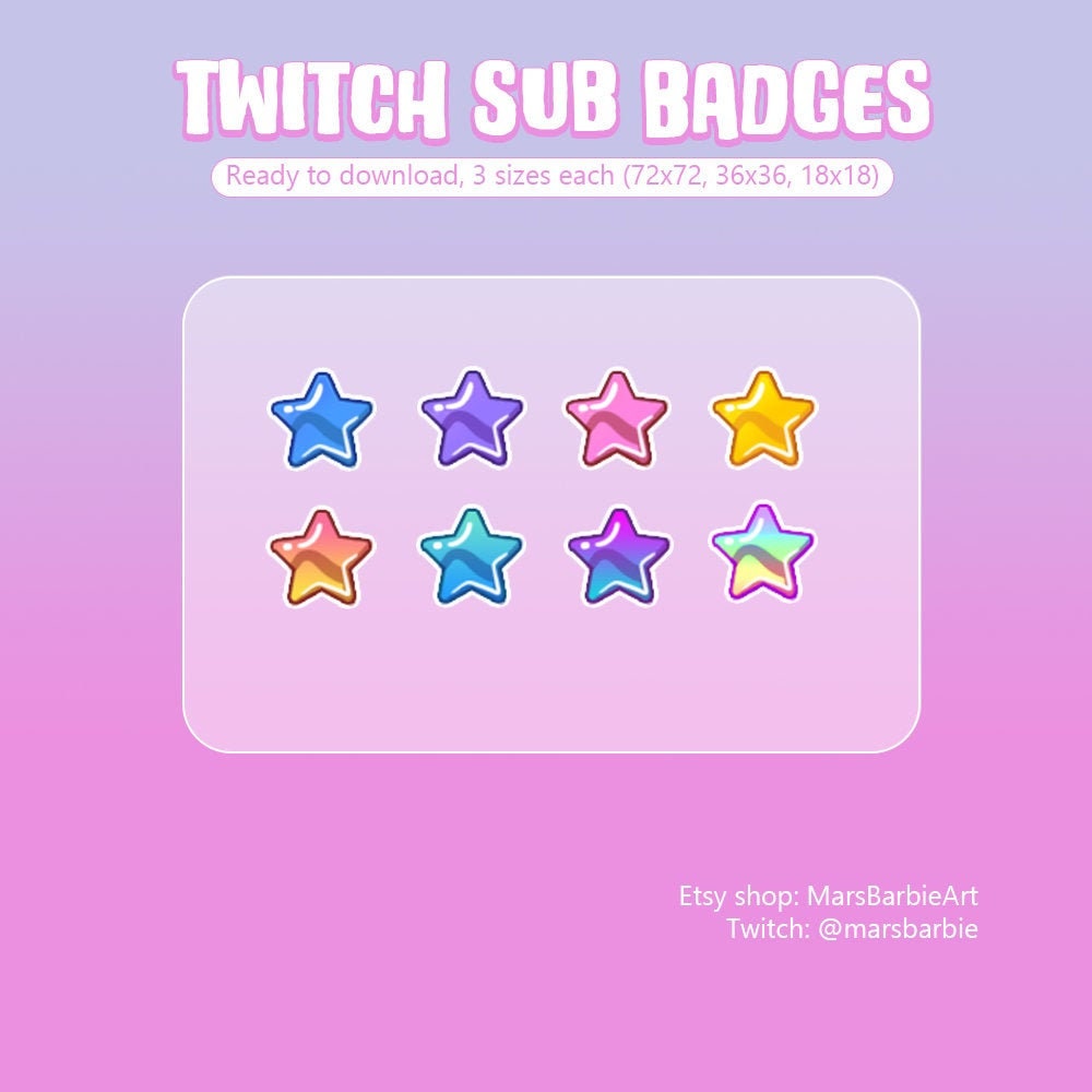Pastel Cute sub badges youtube Badges /Star Candy Streamer Emote Kawaii ...