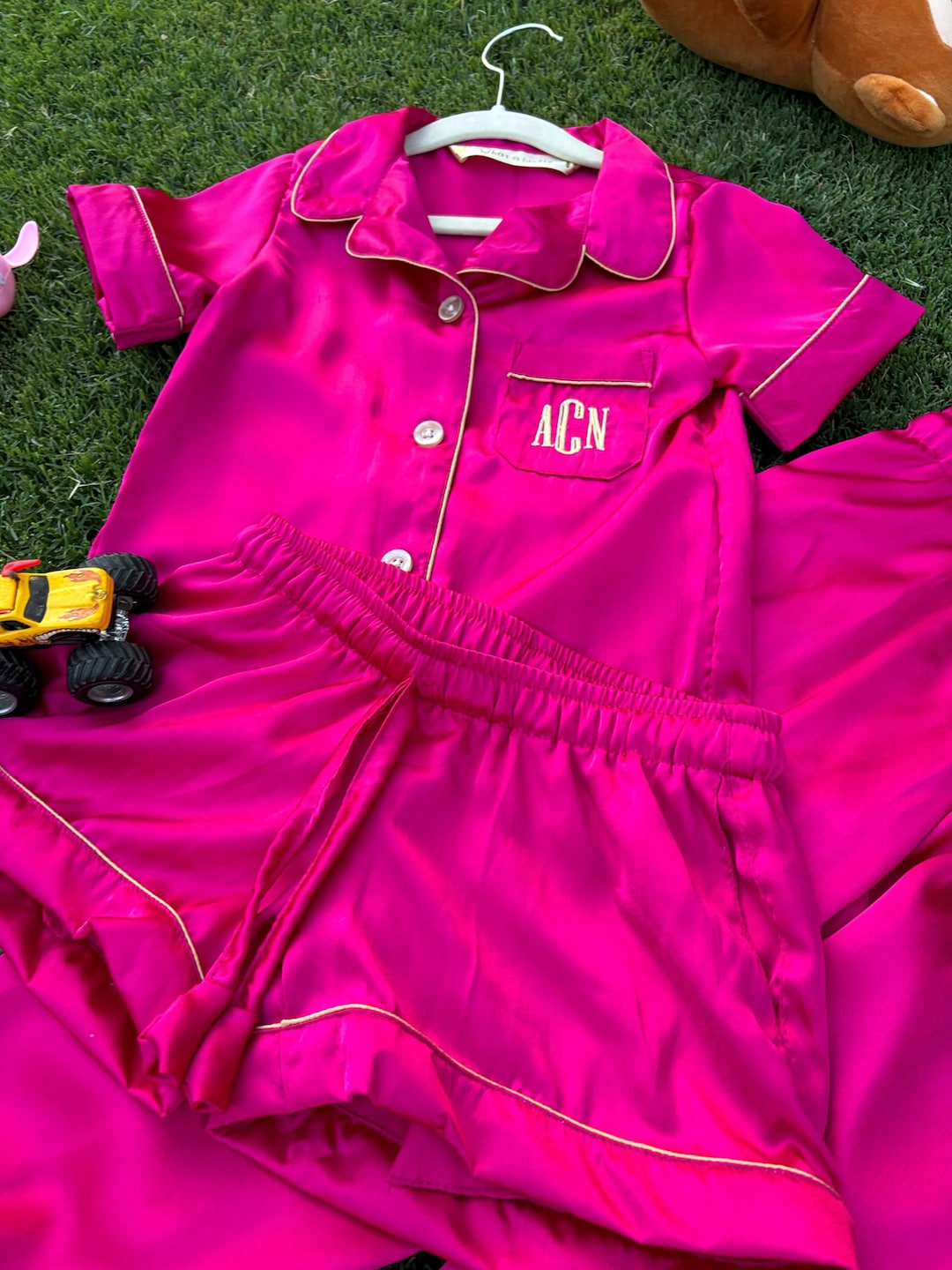 Pink Shades Kid Satin Pajamas, Newborn Baby Matching Outfit, Cake ...