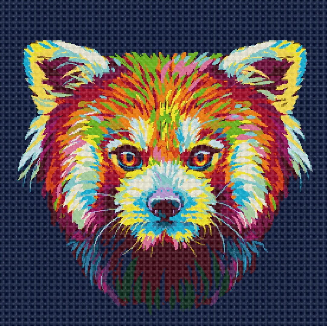 Rainbow Red Panda Cross Stitch Pattern: Vintage Embroidery (digital ...