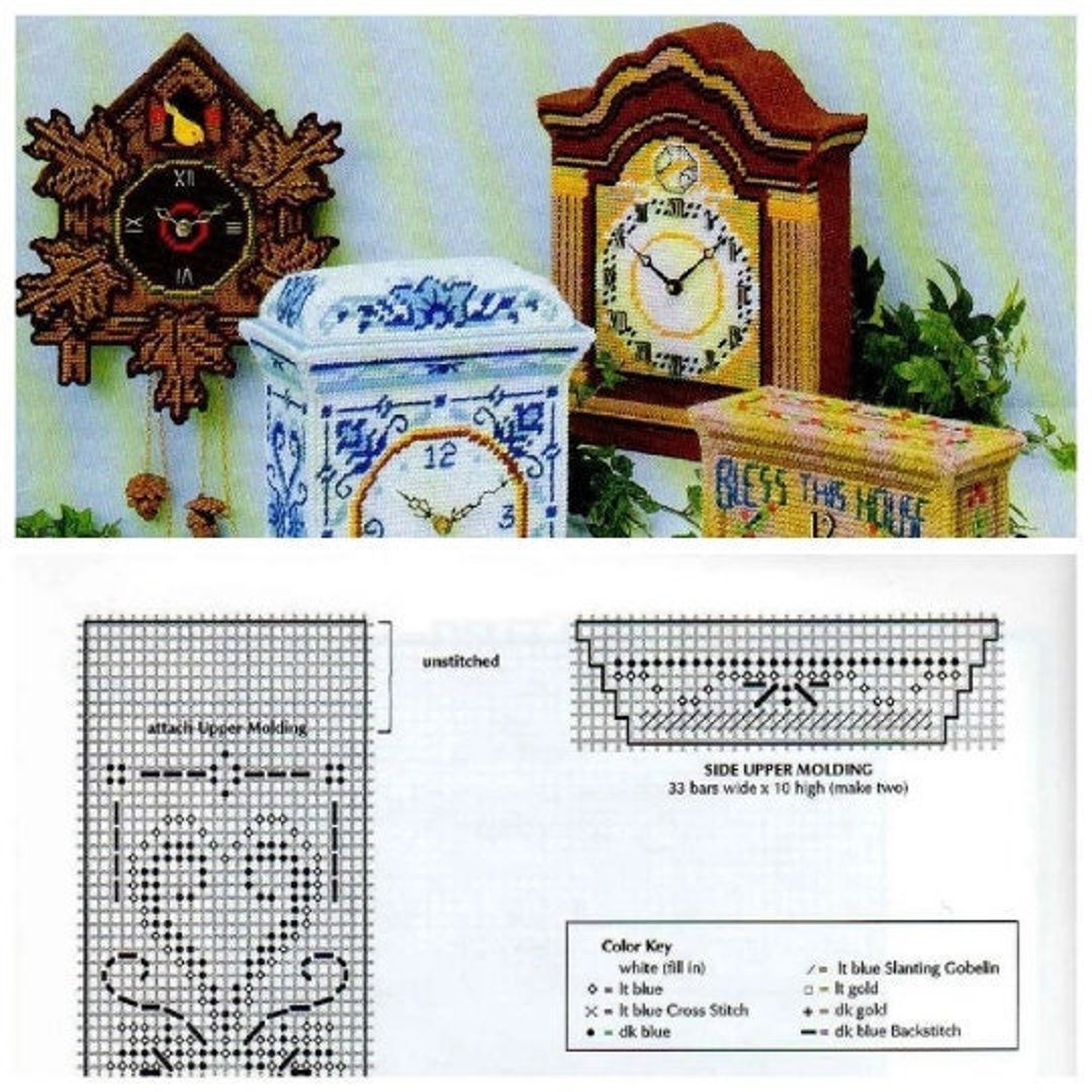 Clocks / Pdf Vintage Plastic Canvas Pattern / Digital Instant Pattern ...
