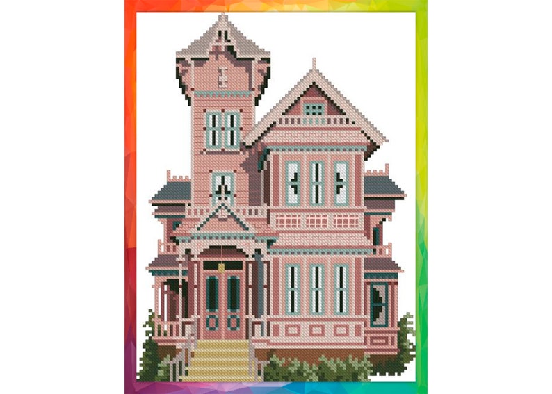 Vintage Cross Stitch Pattern Pdf Victorian House Rose Victorian Inn ...