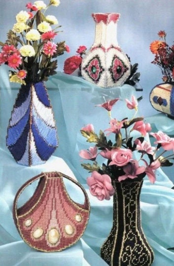 Vases / Pdf Vintage Plastic Canvas Pattern / Digital Instant Pattern ...