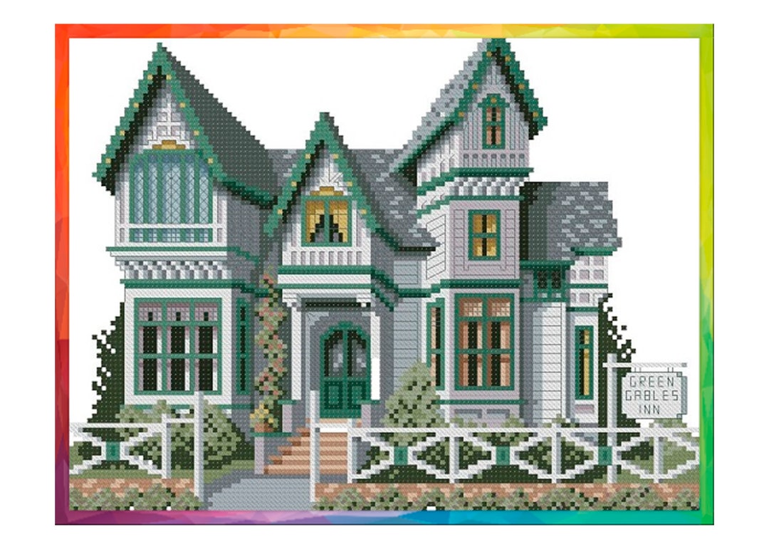 Vintage Cross Stitch Pattern Pdf - Victorian House - Green Gables Inn ...