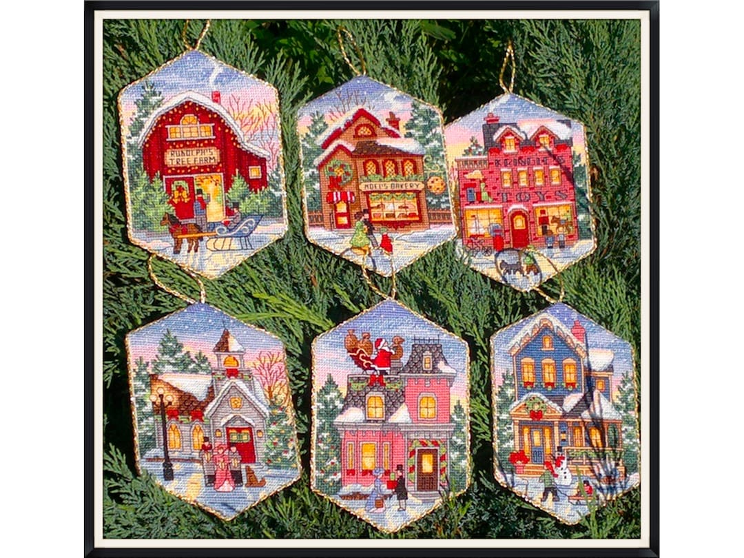Vintage Cross Stitch Pdf / Christmas Miniature Village Ornaments ...