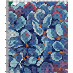 Vintage Cross Stitch Pattern Pdf - Flowers - Hydrangea Pillow / Counted ...