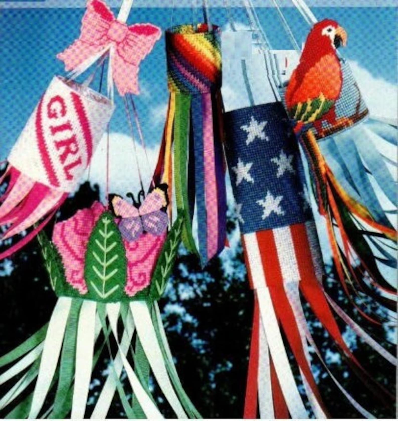 Windsocks / Pdf Vintage Plastic Canvas Pattern / Digital Instant ...