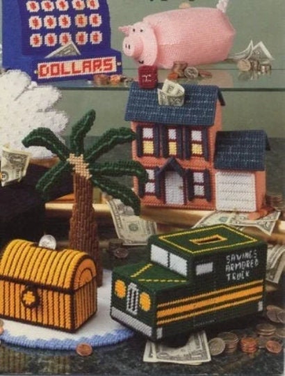 Banks / Pdf Vintage Plastic Canvas Pattern / Digital Instant Pattern ...