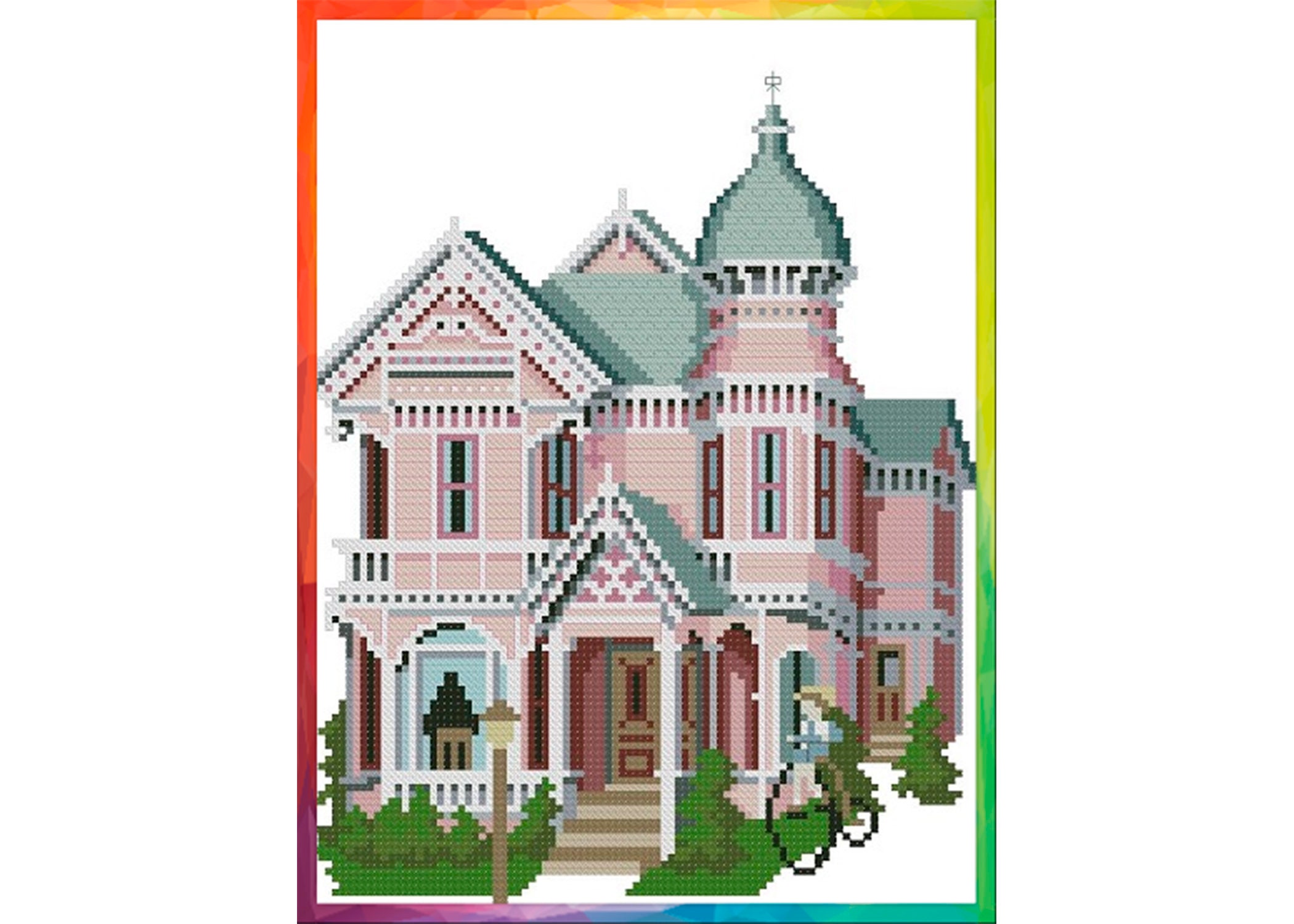 Vintage Cross Stitch Pattern Pdf Victorian House 1010 / Counted Vintage ...