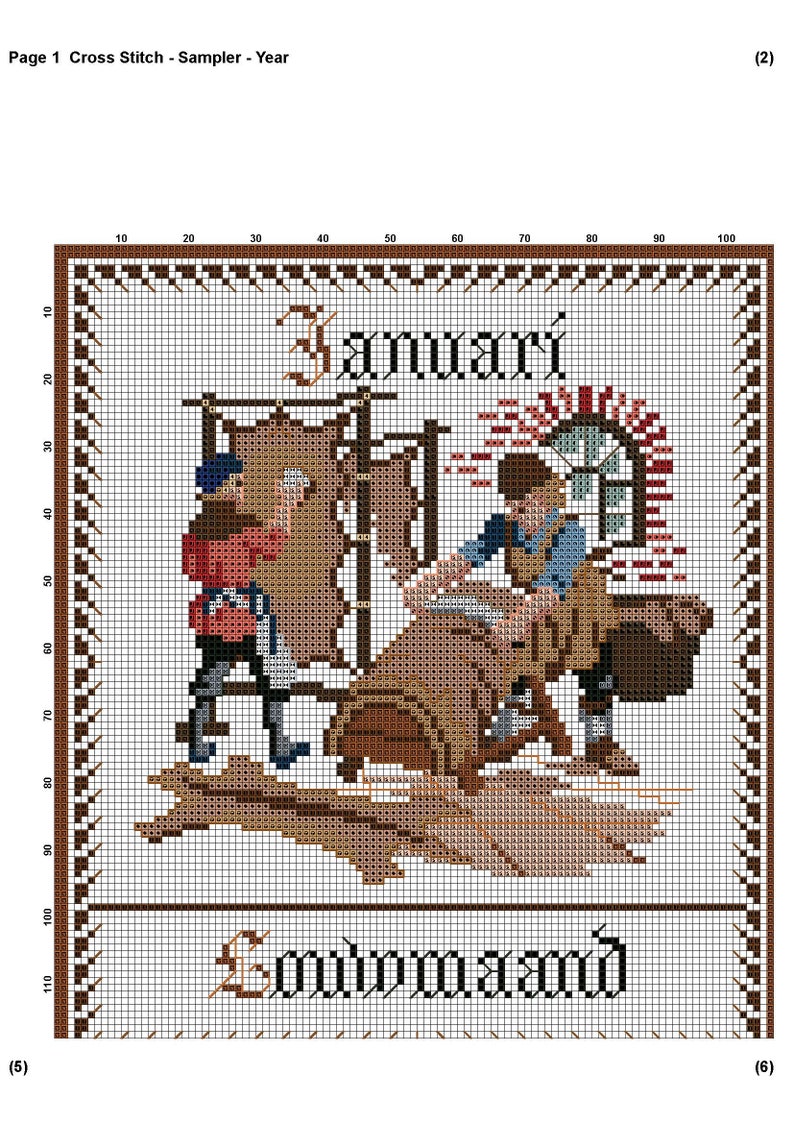 Sampler Cross Stitch Pdf Victorian Country Life Calendar / Counted ...
