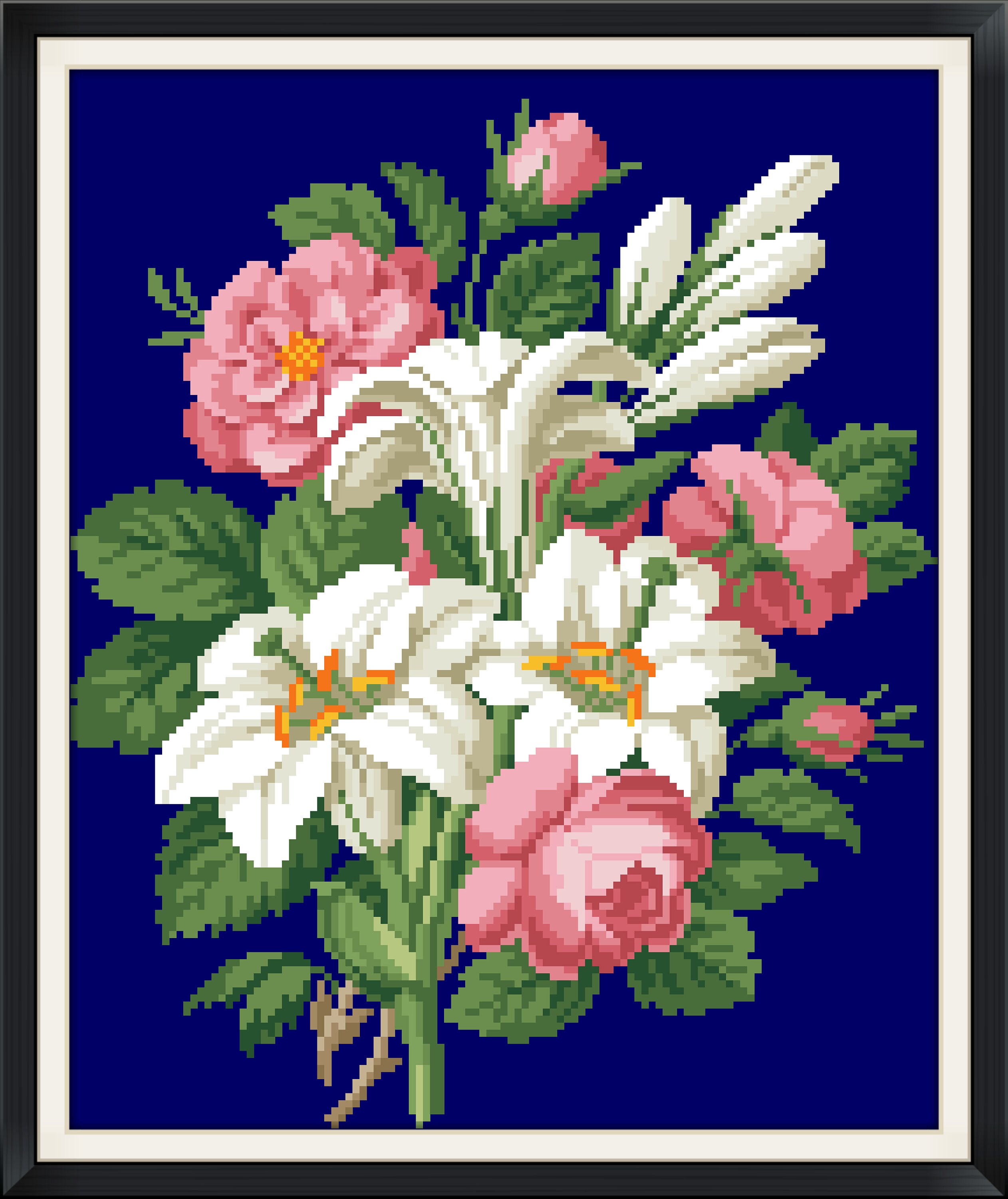 Berlin Woolwork Antique Pattern Vintage Cross Stitch Pdf Flower Pillow ...