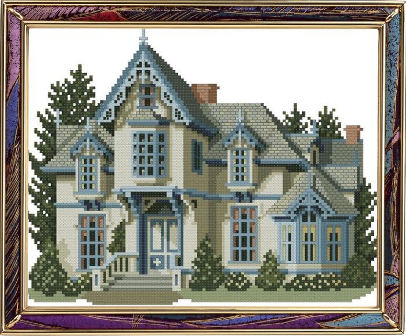 Victorian House Cross Stitch Pattern: Oakland Cottage (digital Download ...