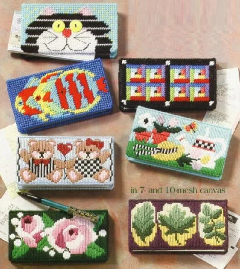 Checkbook Covers / Pdf Vintage Plastic Canvas Pattern / Digital Instant ...