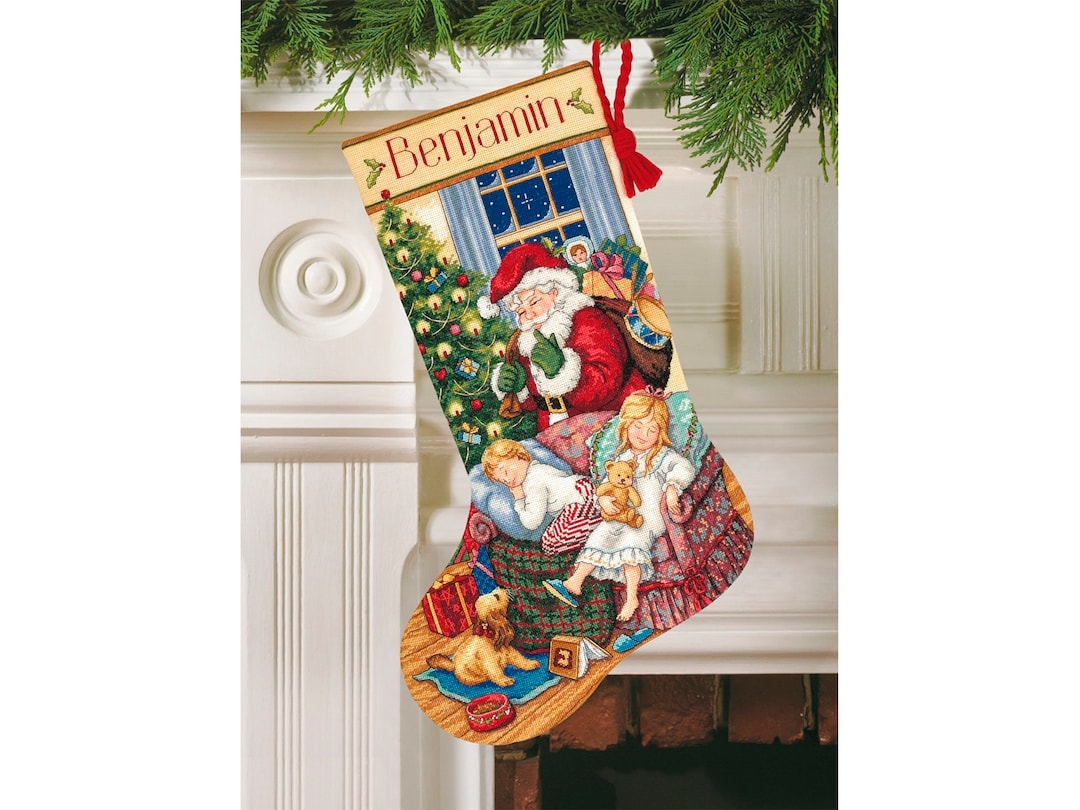 Vintage Christmas Stocking Cross Stitch Pattern: Alphabet Sampler ...
