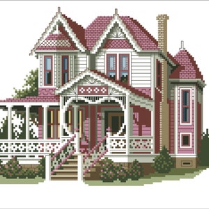 Vintage Cross Stitch Pattern Pdf - House - the Hanger House / Counted ...