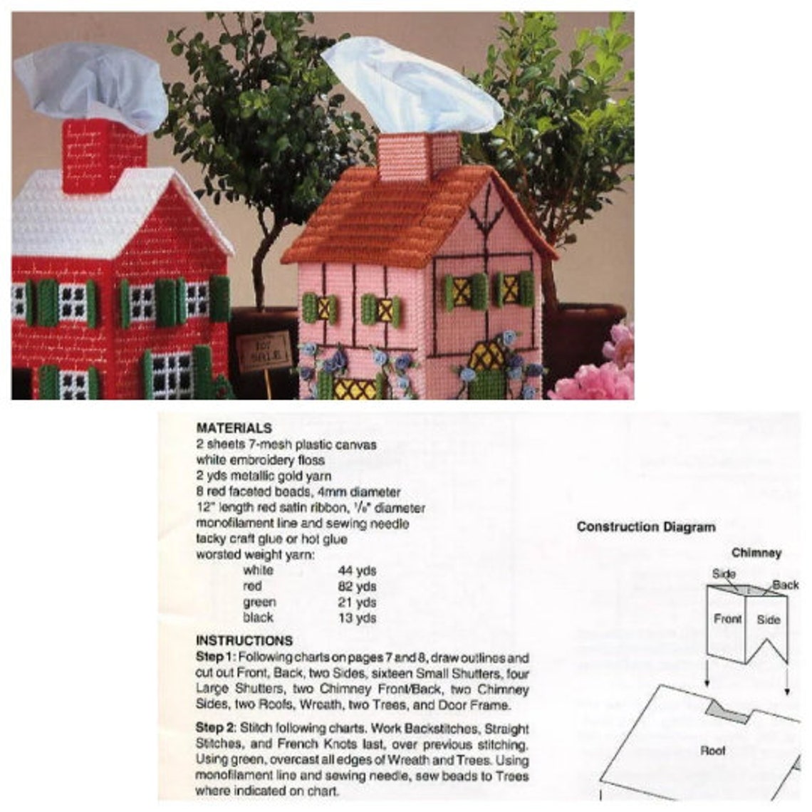 Tissue Box Houses / Pdf Vintage Plastic Canvas Pattern / Digital ...