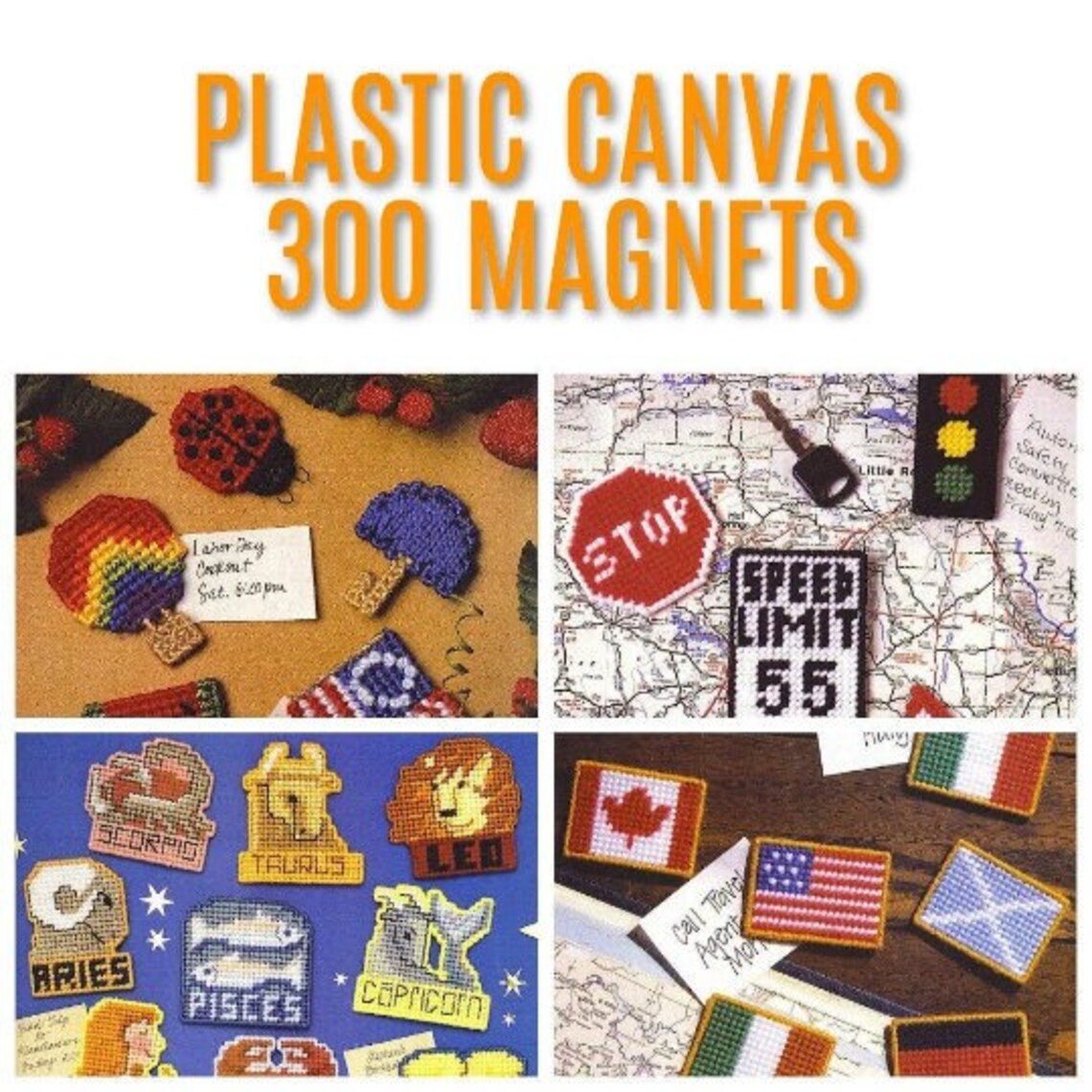 300 Magnets / Pdf Vintage Plastic Canvas Pattern / Digital Instant ...
