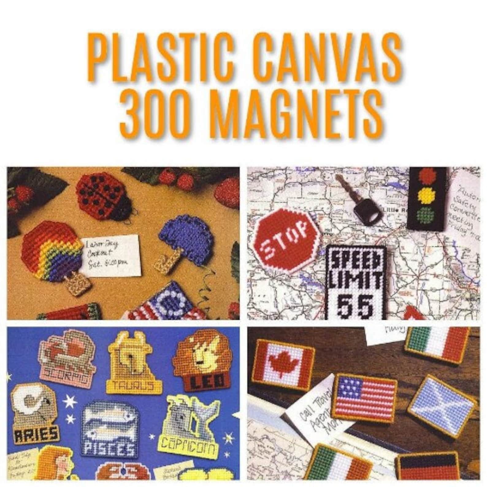 300 Magnets / Pdf Vintage Plastic Canvas Pattern / Digital Instant ...