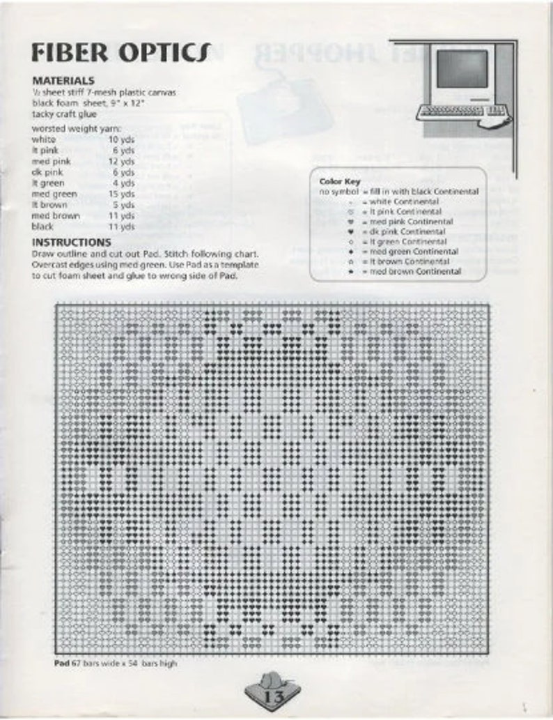 Mousepads / Pdf Vintage Plastic Canvas Pattern / Digital Instant ...