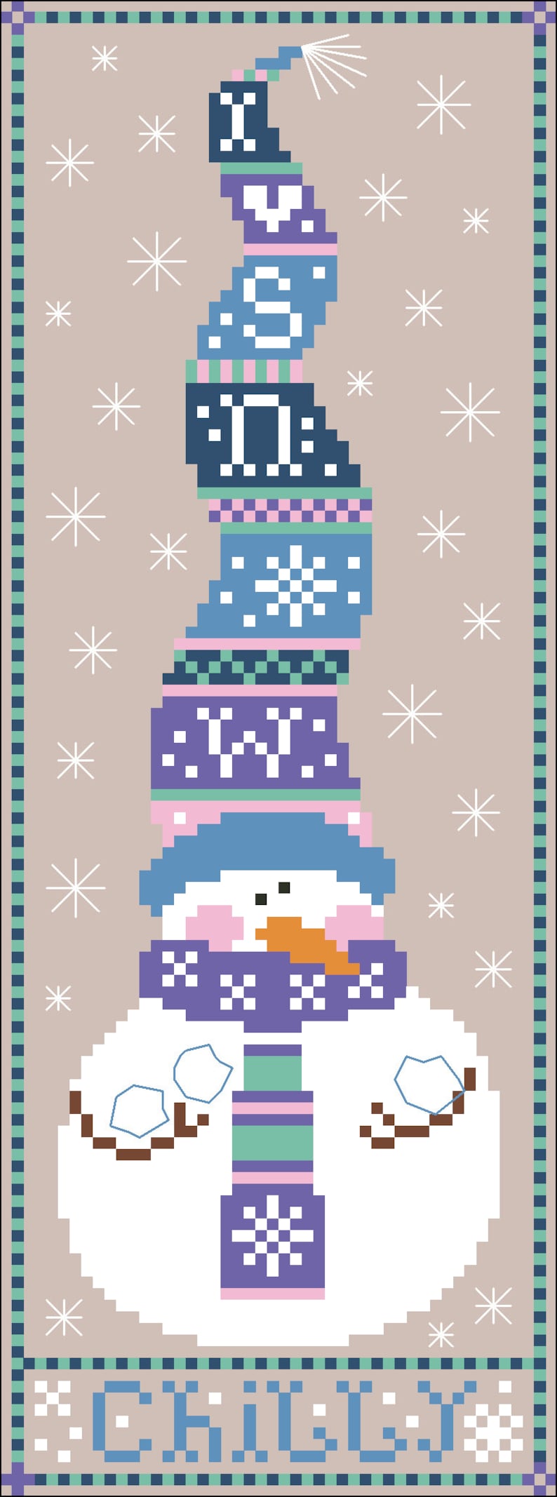 Snowman Christmas Ornament Cross Stitch Pattern: Miniature Embroidery ...