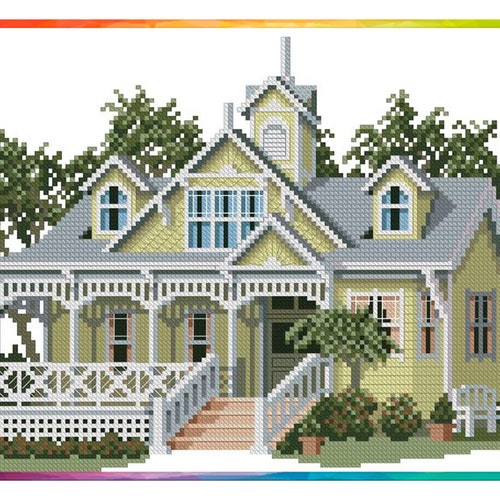 Cross Stitch Counted Pdf / Vintage Pattern / House 005 / - Etsy
