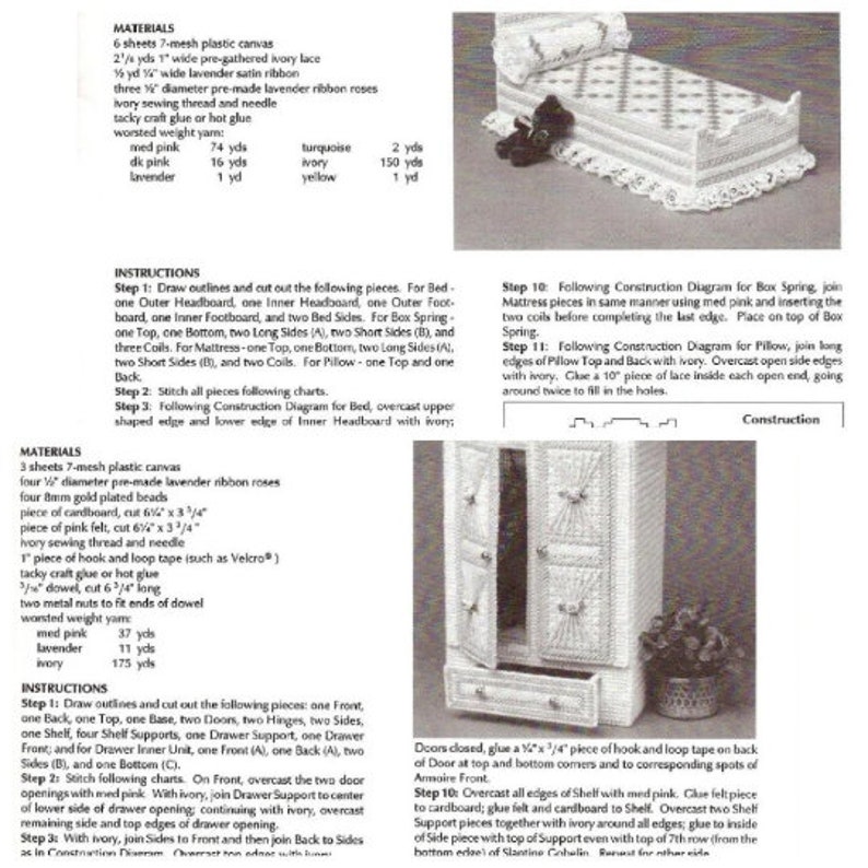 Fashion Dolls Bedroom / Pdf Vintage Plastic Canvas Pattern / - Etsy