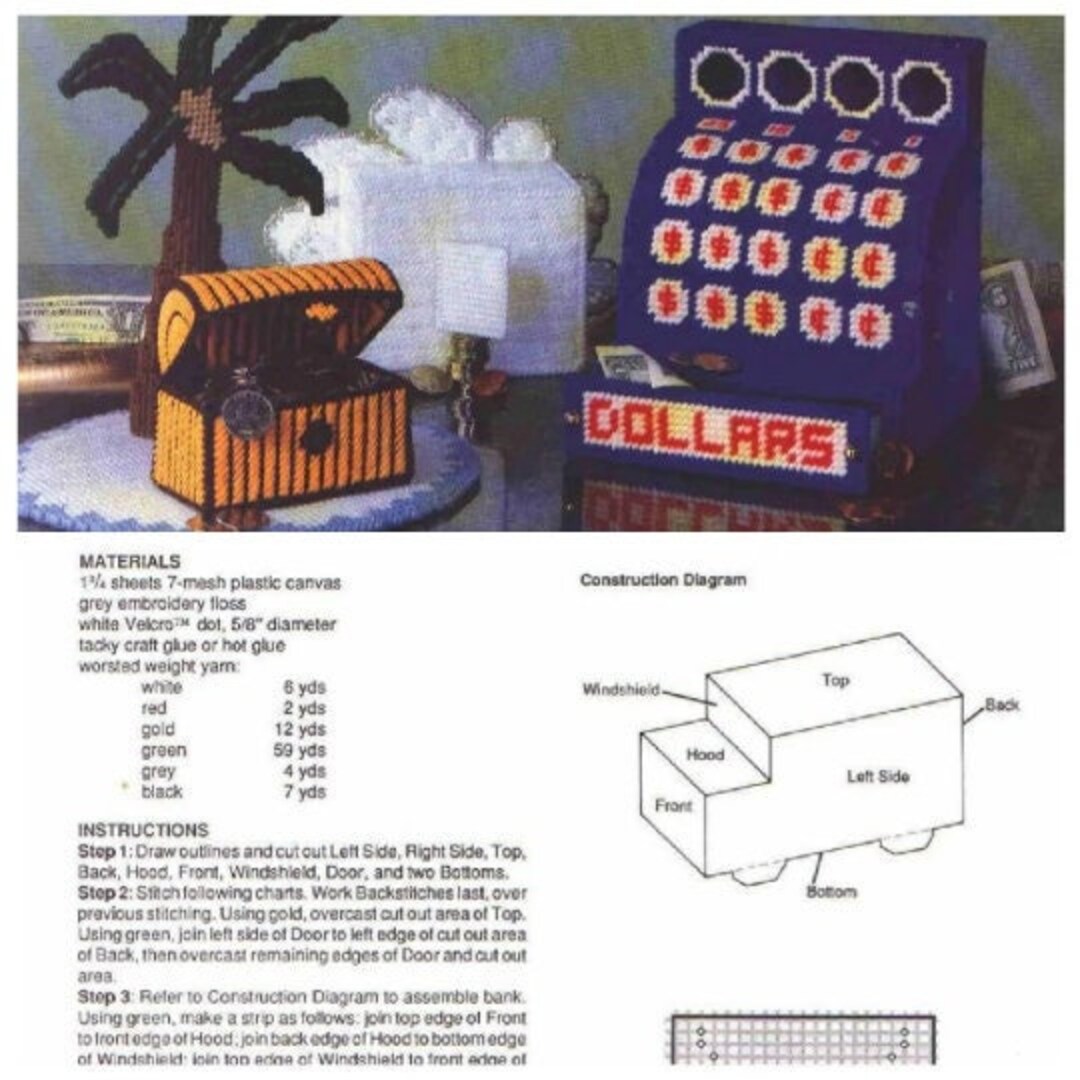 Banks / Pdf Vintage Plastic Canvas Pattern / Digital Instant Pattern ...