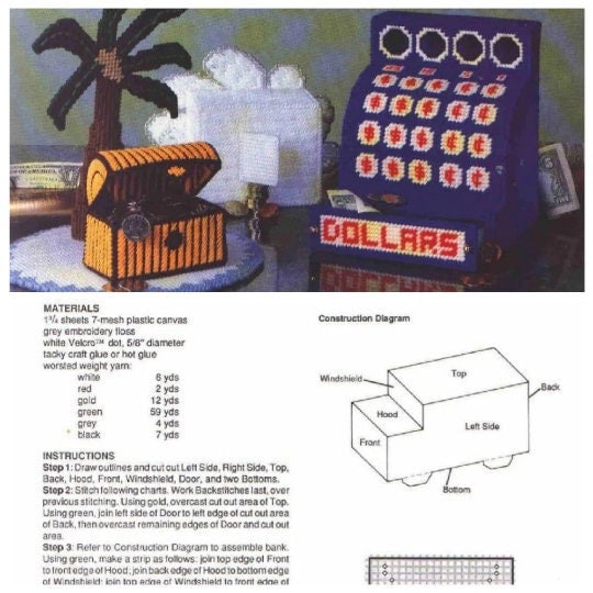 Banks / Pdf Vintage Plastic Canvas Pattern / Digital Instant Pattern ...