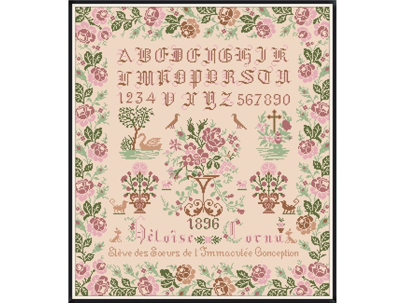 Sampler Cross Stitch Pdf Victorian Alphabet 1896s / Counted - Etsy