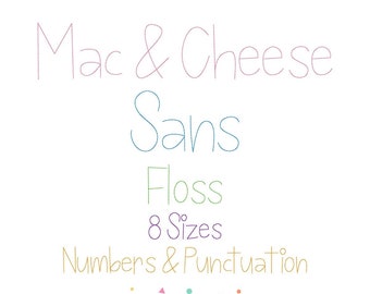 Mac & Cheese Script Single Line Floss Stitch Bean Stitch Embroidery ...