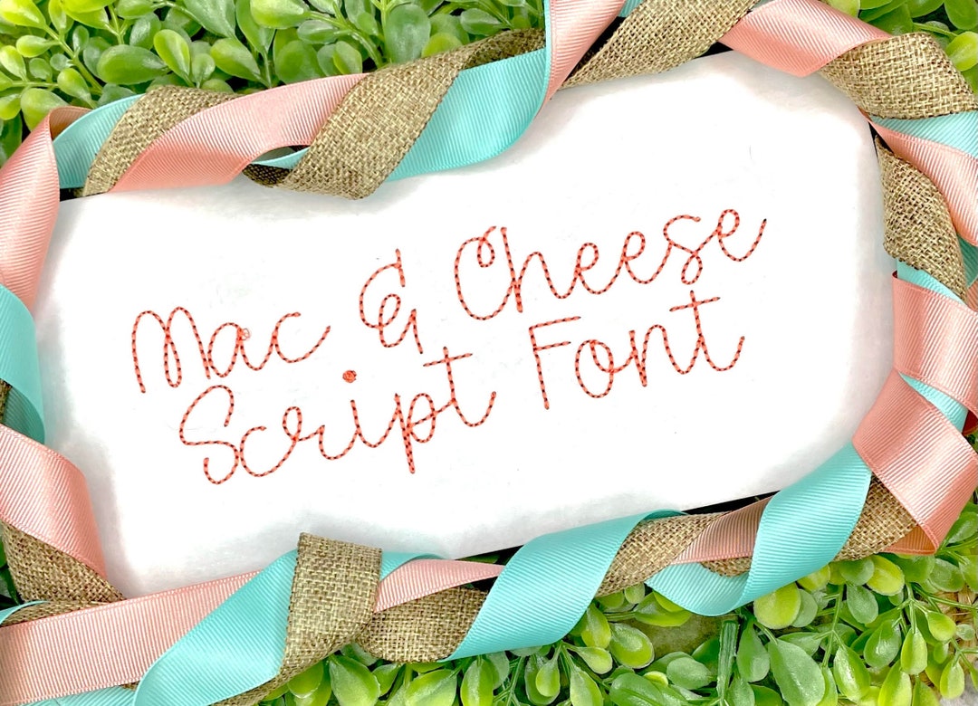 Mac & Cheese Script Single Line Floss Stitch Bean Stitch Embroidery ...