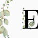 Botanical Custom Initial Artwork Watercolor Print Greenery - Etsy