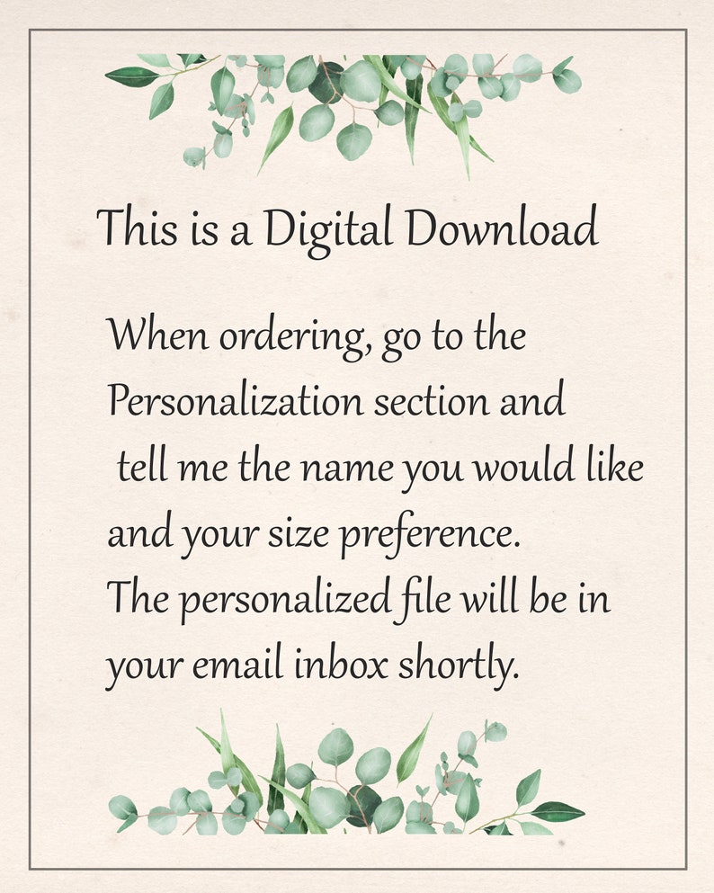 Botanical Custom Initial Artwork Watercolor Print Greenery - Etsy