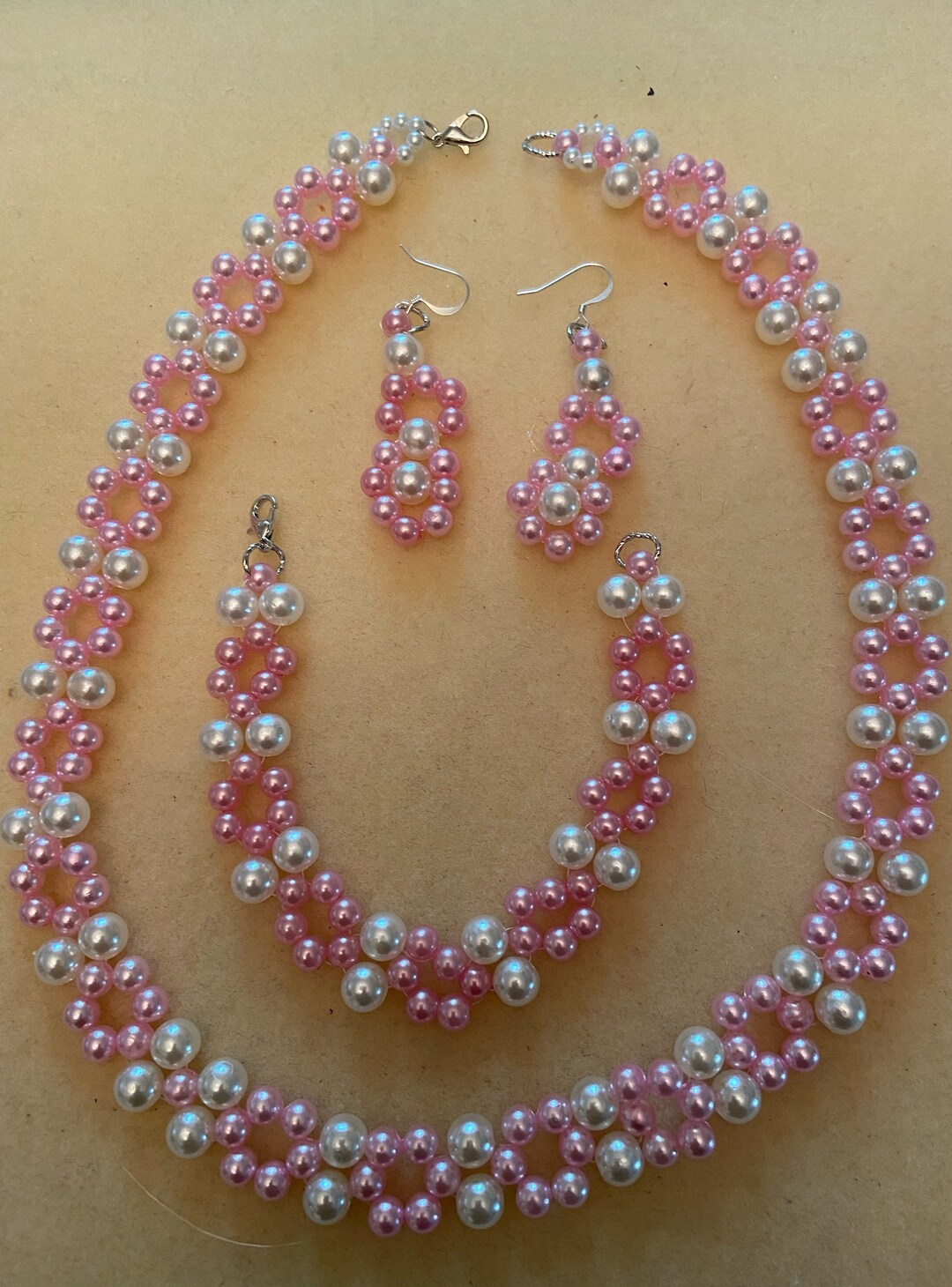 Pink Pearl Beaded 4 Piece Set - Etsy