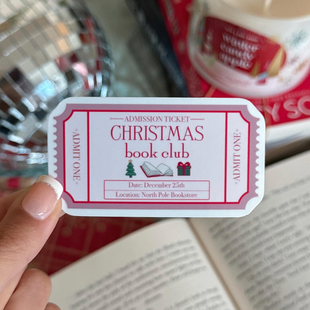 Christmas Book Club Ticket Sticker: Bookish Kindle Sticker - Etsy