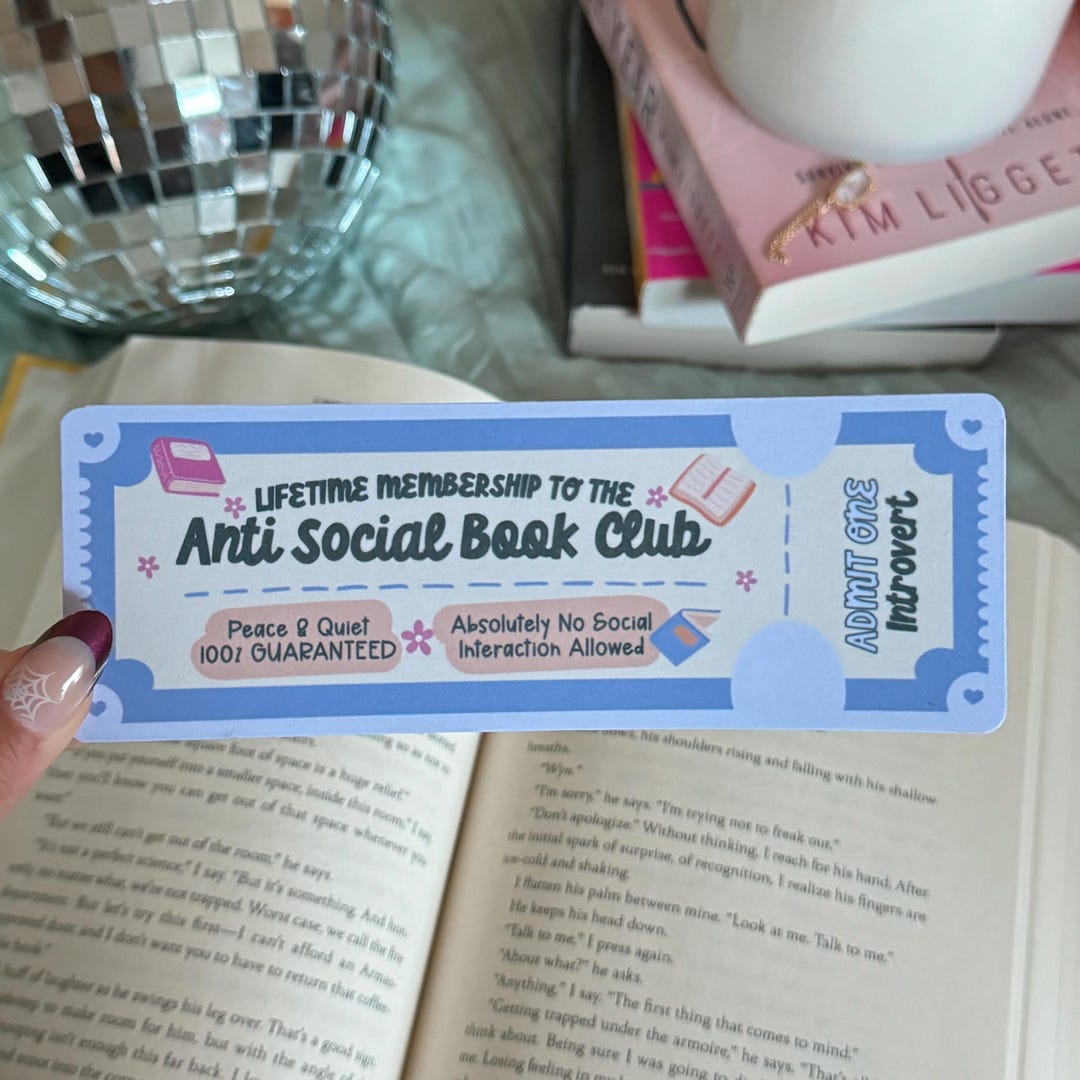 Anti Social Book Club Bookmark: Laminated Cardstock, Book Lover Gift - Etsy